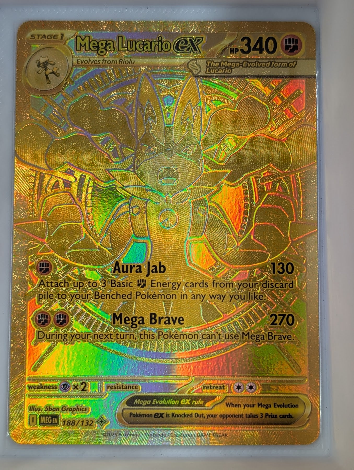 Mega Lucario EX - Mega Evolutions - 188 - GOLD FOIL PCL – Pop Culture ...